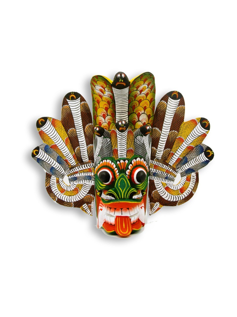 Traditional Handmade Sri Lankan Wooden Mask / Gini Raksha Mask 10 ...